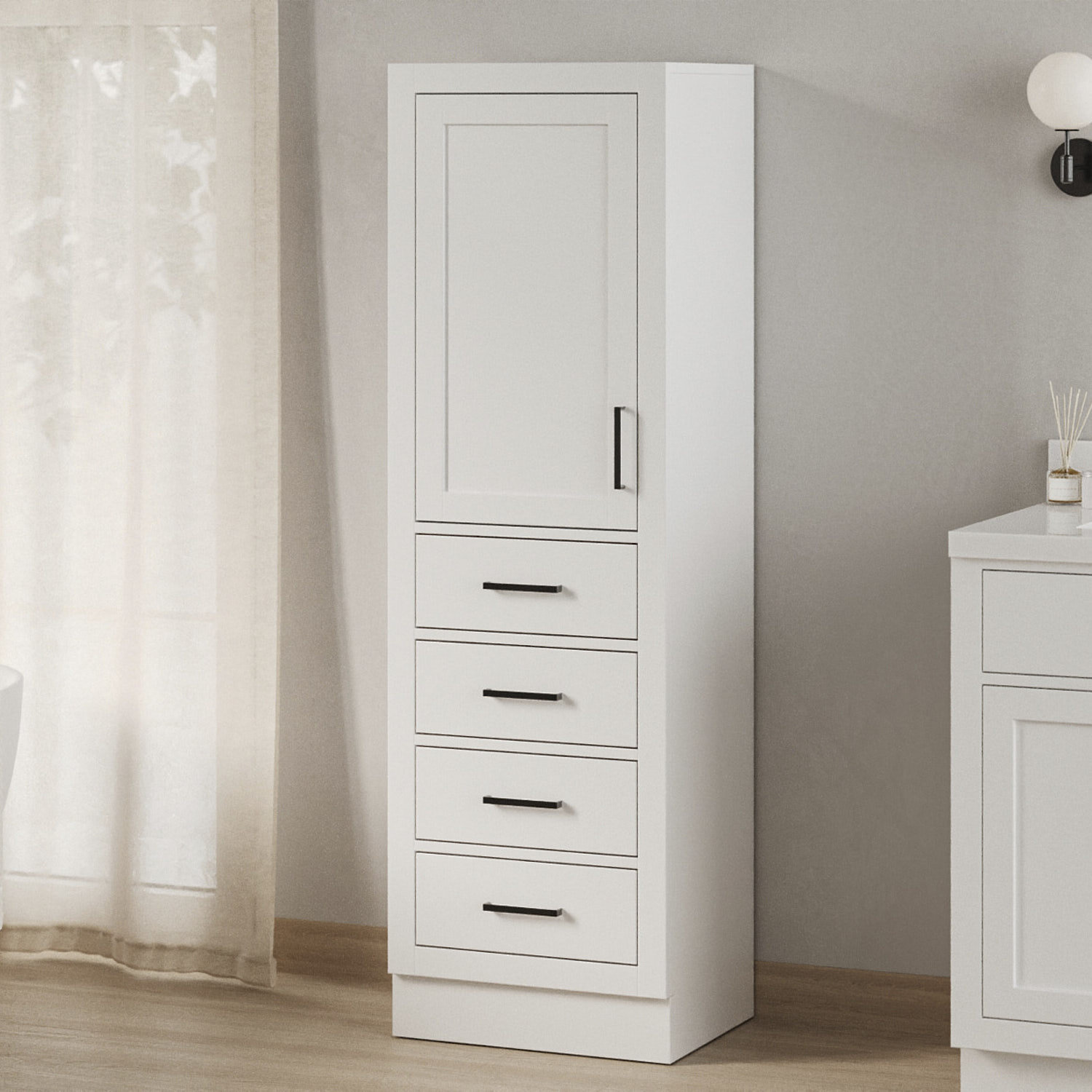 Hokku Designs Tidworth Solid Wood Linen Cabinet, Pre-assembled, 65"H x ...