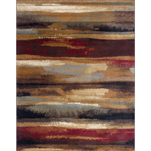 Wade Logan® Mettler Abstract Brown/Red/Beige Contemporary Indoor Area ...