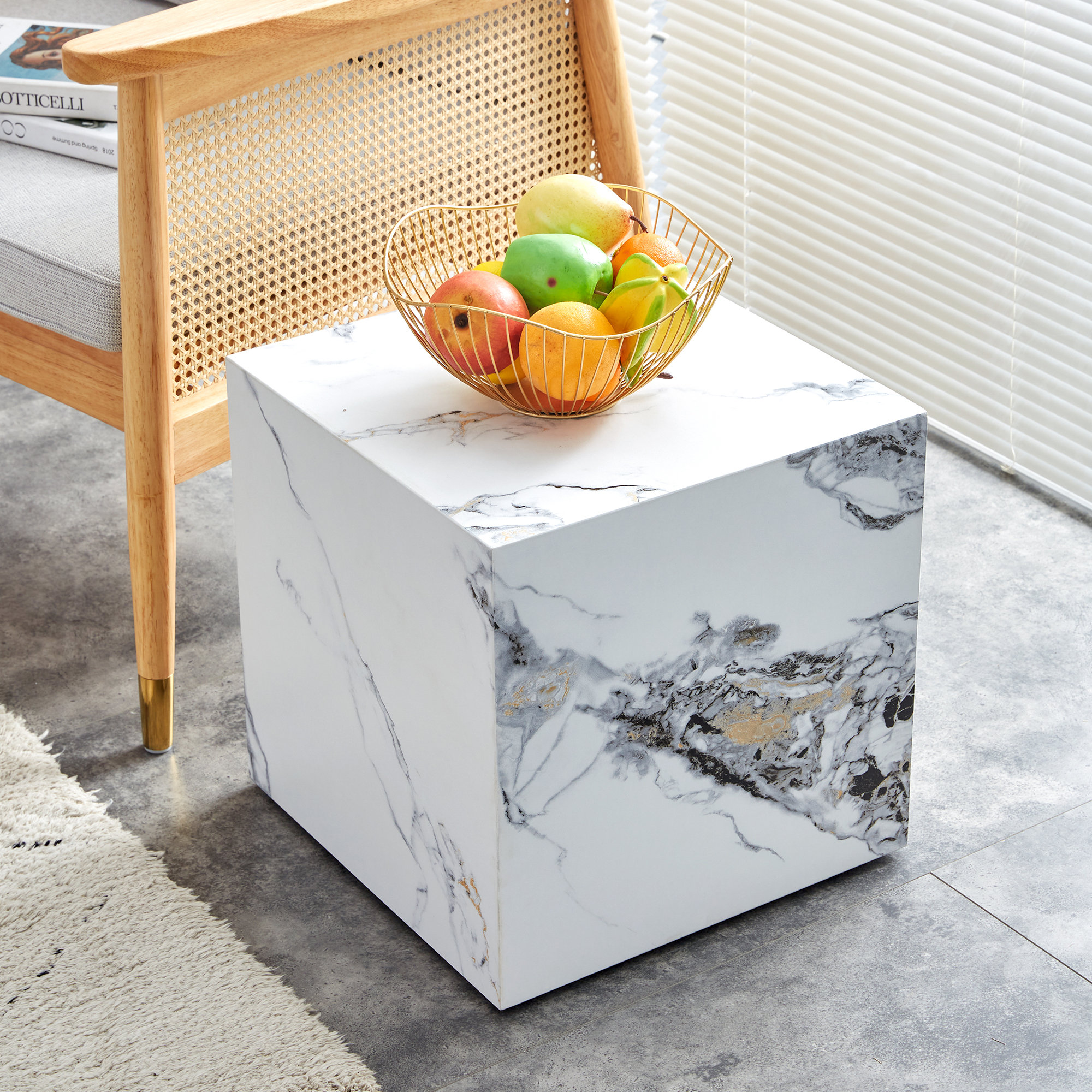 Ivy Bronx Javanie End Table & Deluxe Marble Sticker Side Table ...