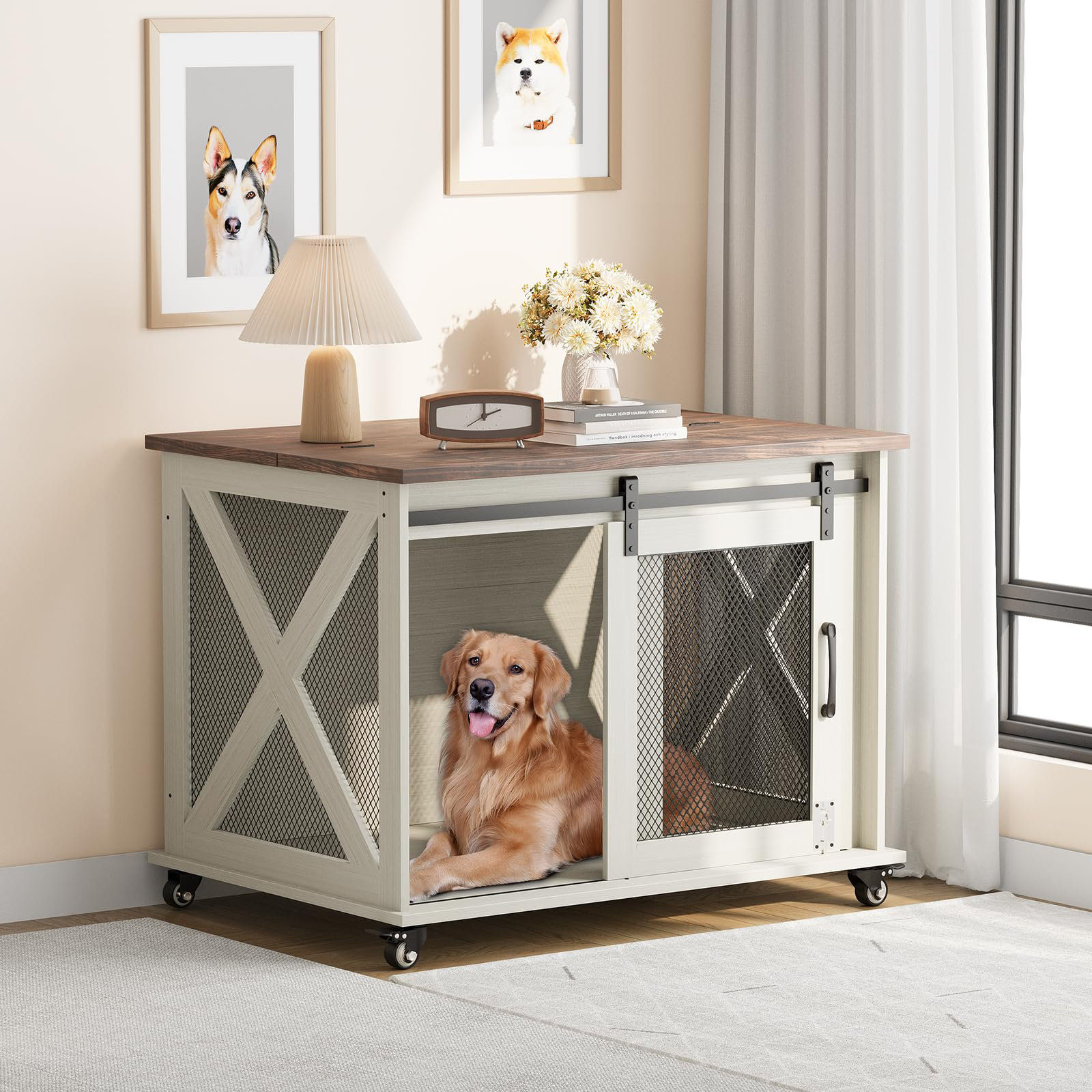 Tucker Murphy Pet™ 37" Dog Crate Furniture With Flip Top, Dog Kennel ...