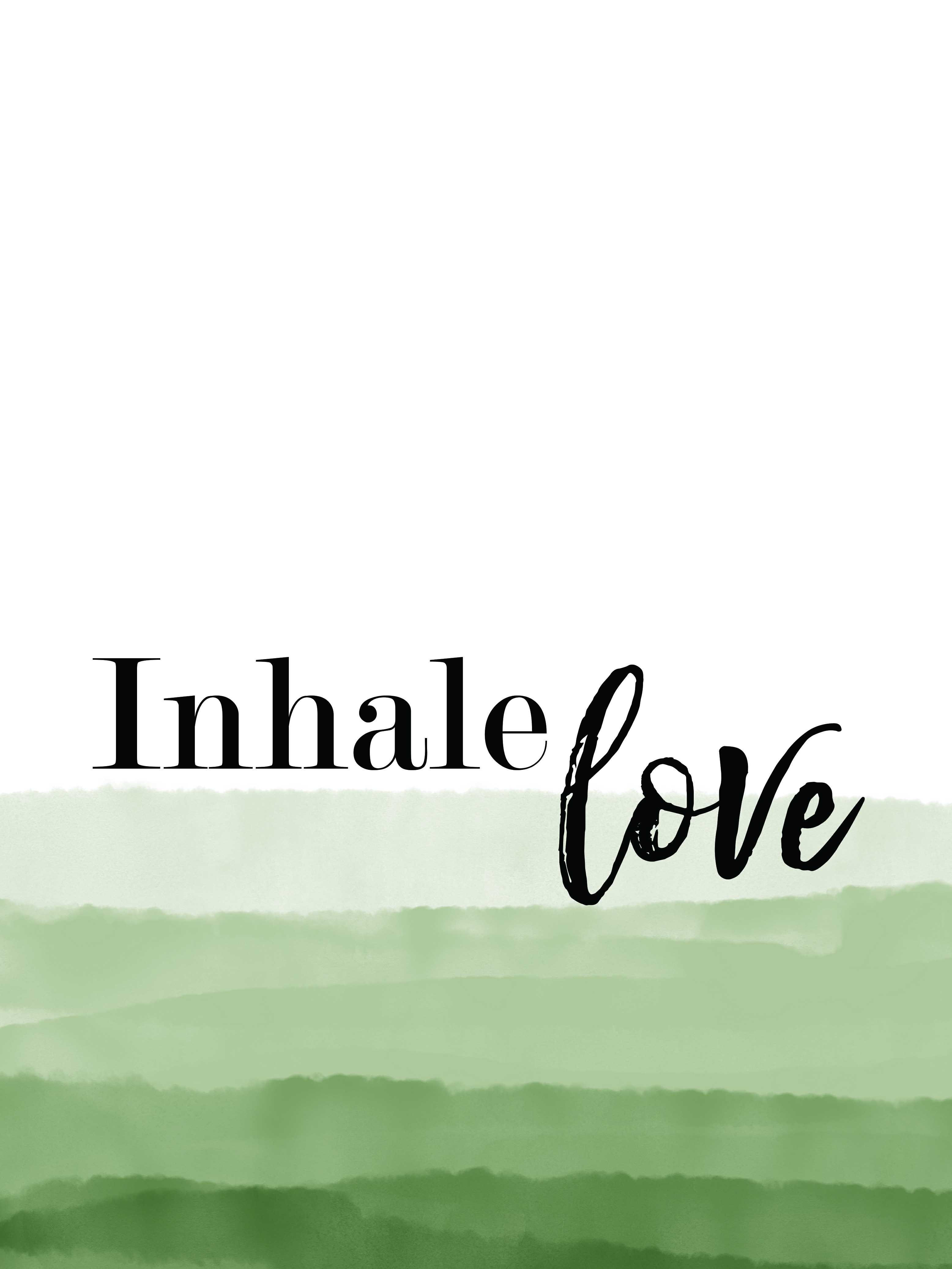 Trinx Inhale Love Green - Wrapped Canvas Print | Wayfair