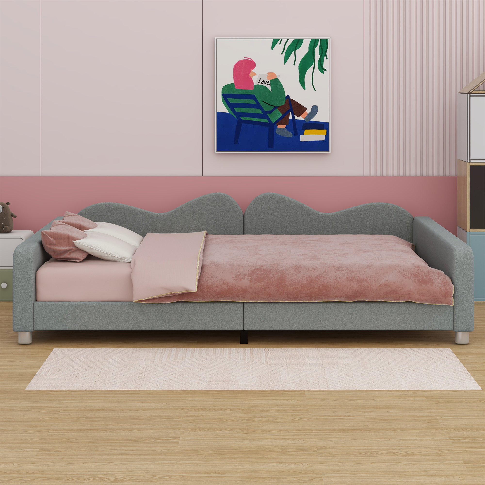 Dakota Fields Upholstered Daybed With Cloud-Shaped Backrest | Wayfair