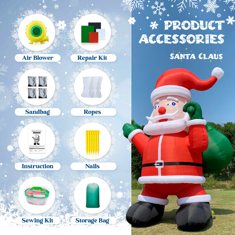 Connsann 33ft Giant Inflatable Santa With Blower, Extra Large Santa ...