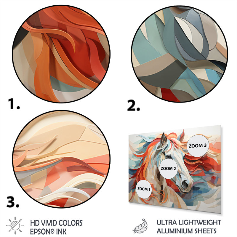 Design Art Colorful Horse Spirit Of Equus - Animals Metal Wall Decor ...