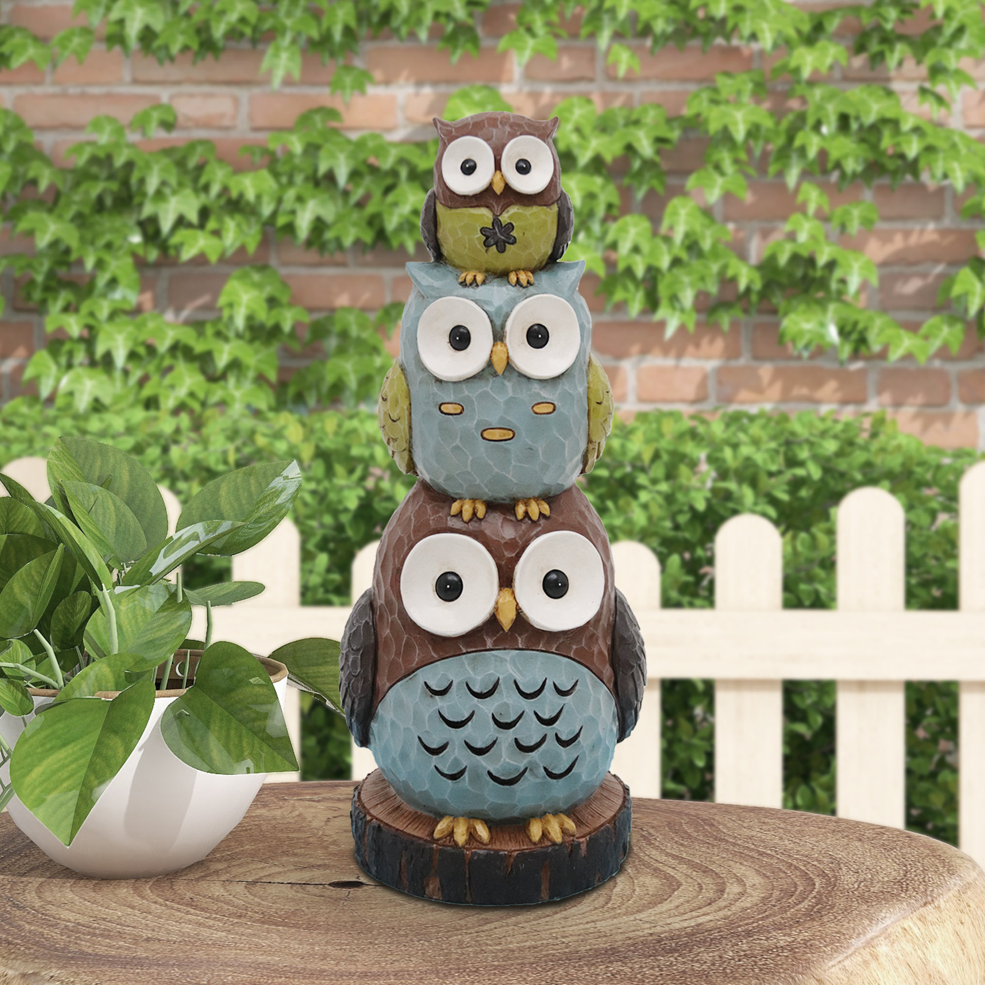 Millwood Pines Outdoor Stacking Owls Resin Statue & Reviews - Wayfair ...