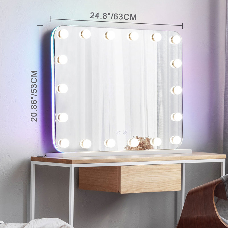 Ebern Designs Pracilla Vanity Mirror Makeup Mirror with RGB Color ...