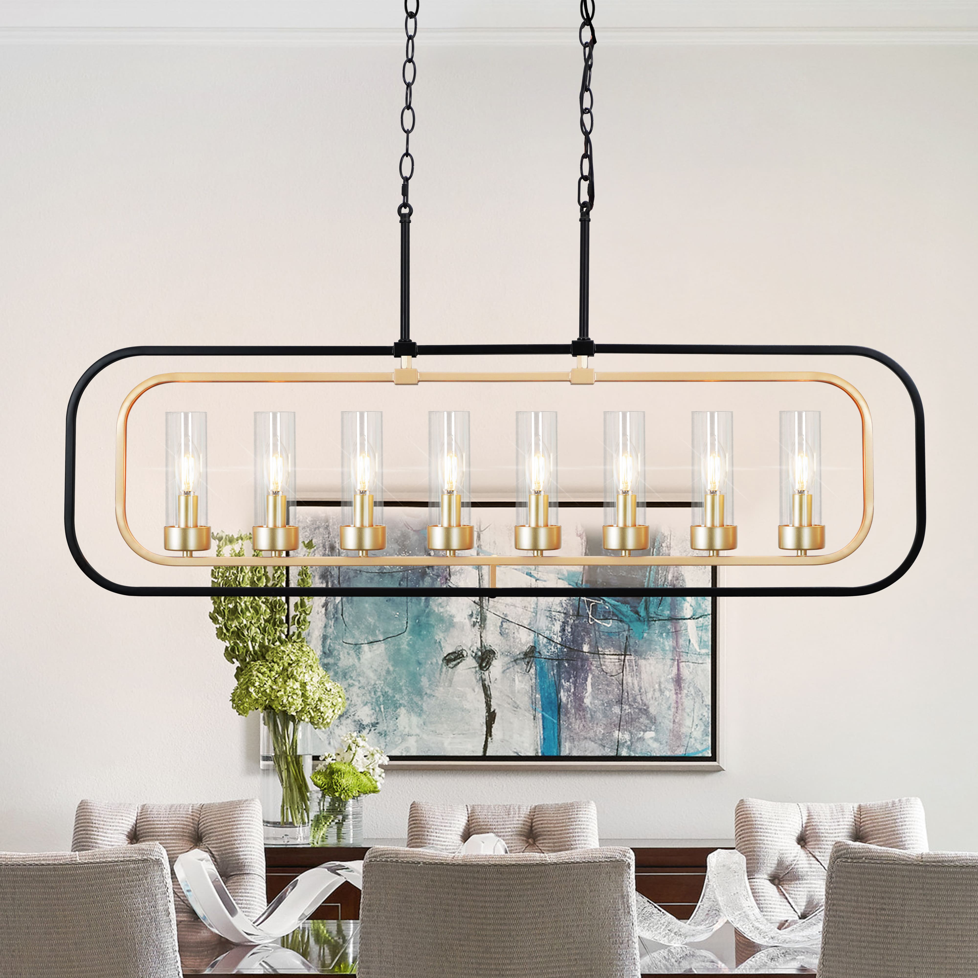 Mercer41 8-lights Chandelier Lighting over kitchen table Linear ...