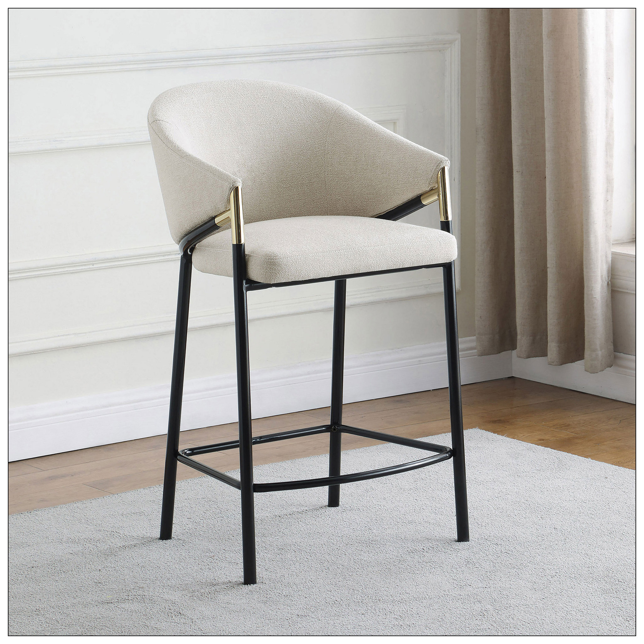 Everly Quinn Beige And Glossy Black Sloped Arm Counter Height Stools ...