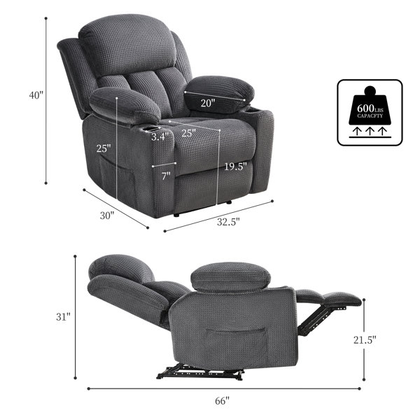 Latitude Run® Acklen Recliner Chair Set, Sofa Recliner With Cup Holders ...