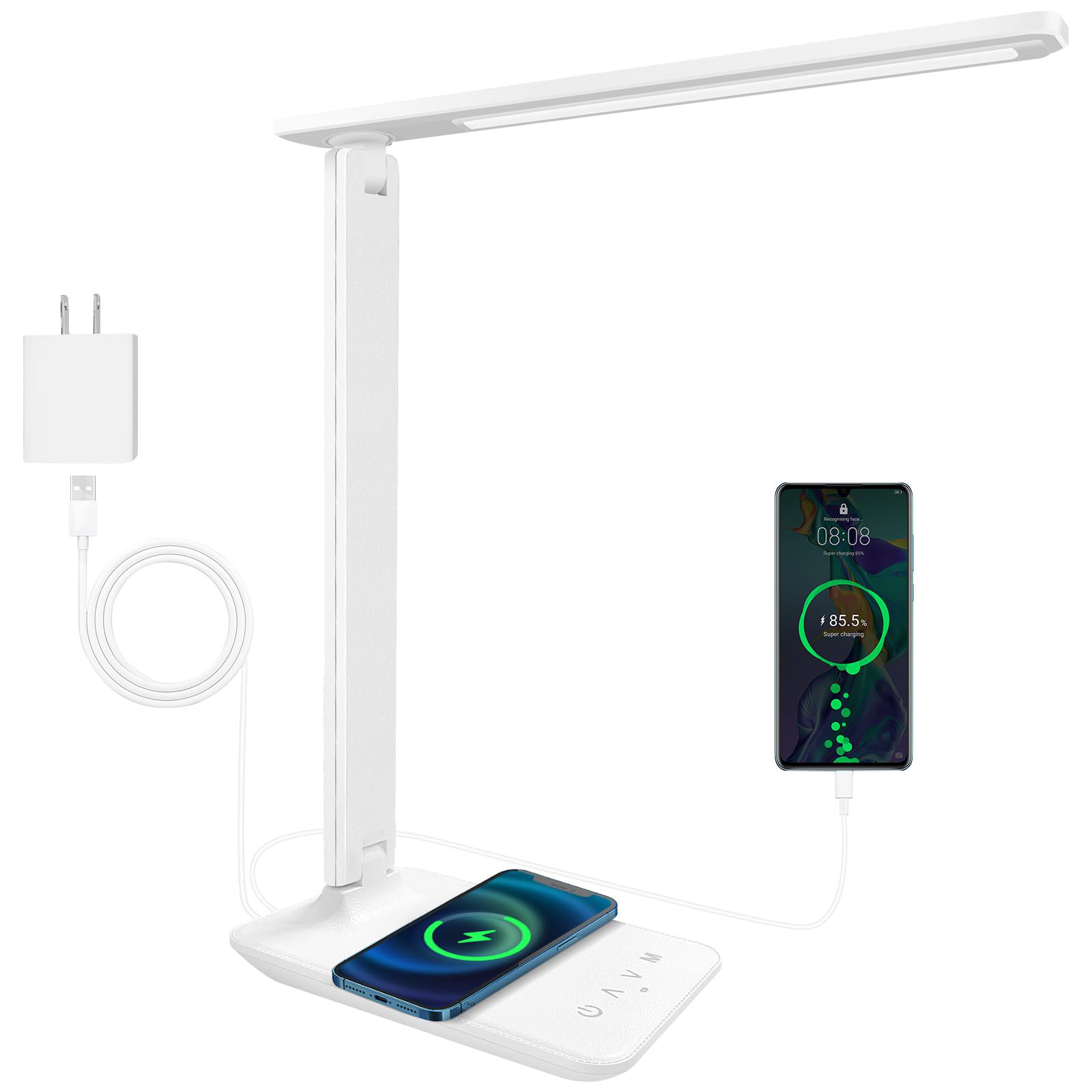 Ivy Bronx LED Desk Lamp, Wireless Charger, Dimmable, USB Port, 5 Modes ...