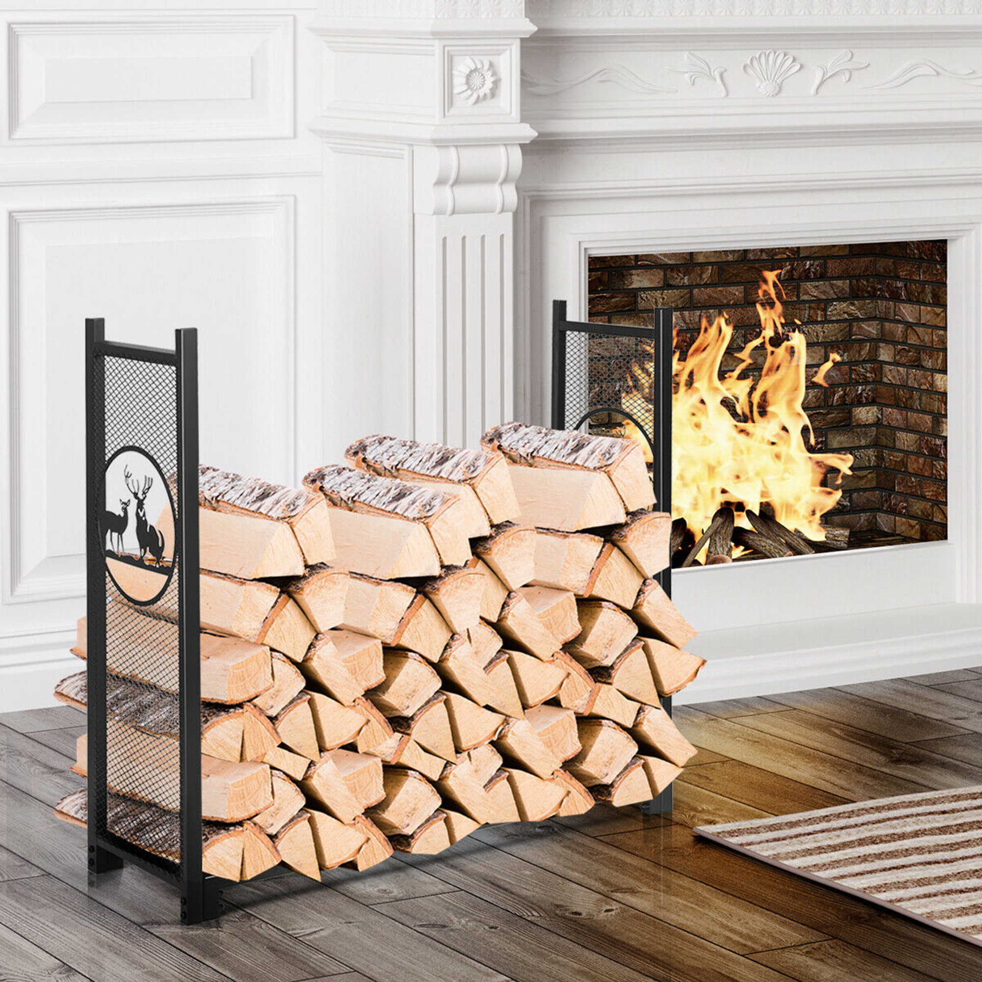 Millwood Pines 4ft Firewood Log Heavy Rack Duty Log Storage Holder For ...