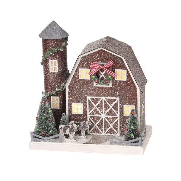 August Grove® 10" LED Cardboard Barn Farm | Wayfair