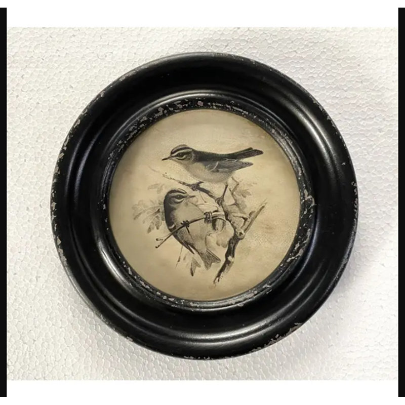 Winston Porter Round Victorian Wall Art With Two Birds | Wayfair