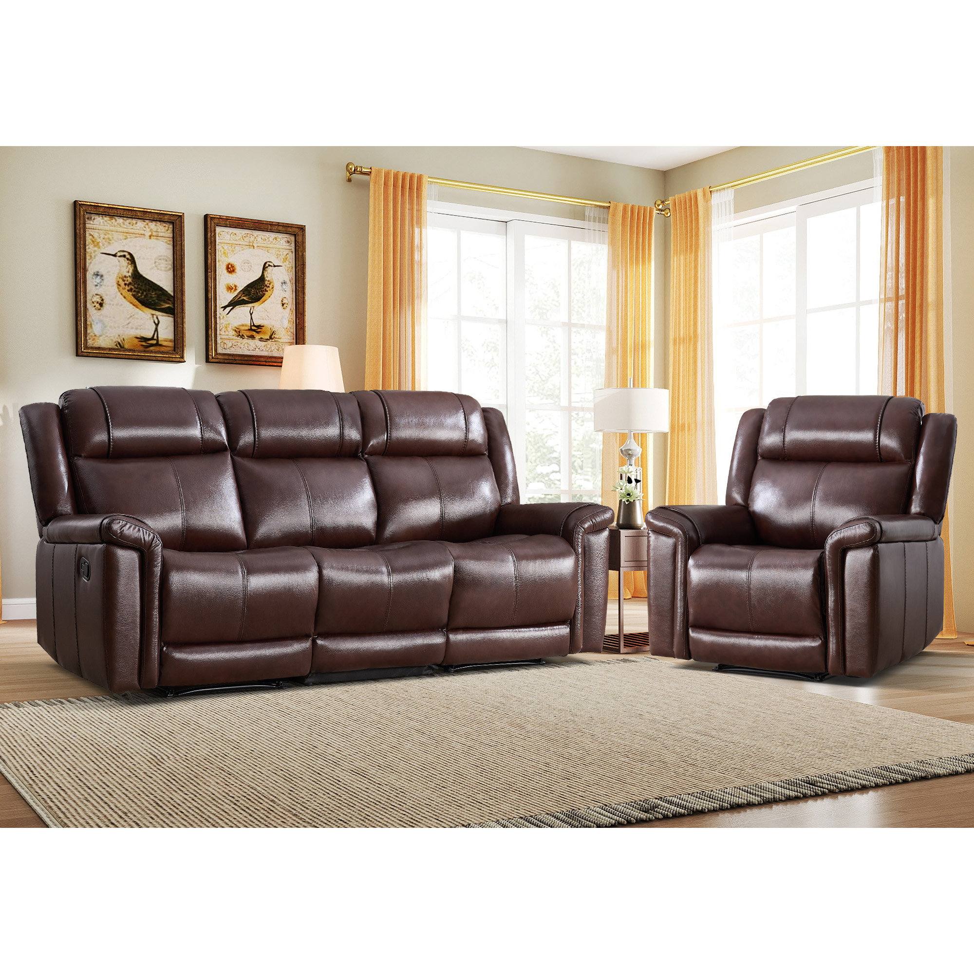 Latitude Run® 2 - Piece Modern Leather Manual Reclining Living Room Set ...