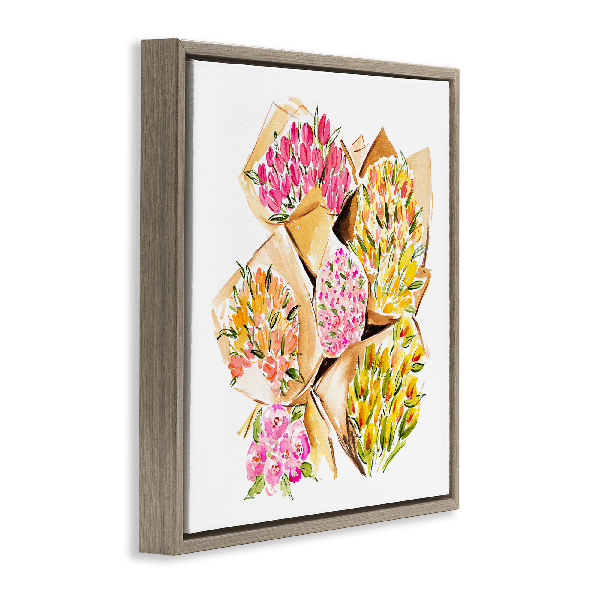 Lark Manor™ Bundle of Bouquets Framed Floater Canvas Wall Art by Enya Todd | Wayfair