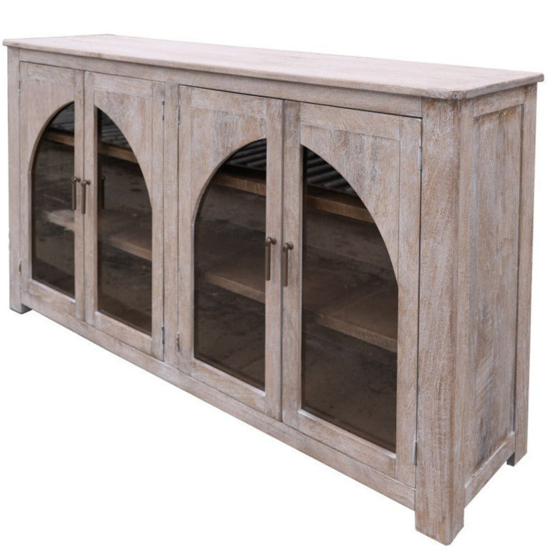 Crafters and Weavers Acropolis Solid Wood 4-Door Multi-Purpose Console ...