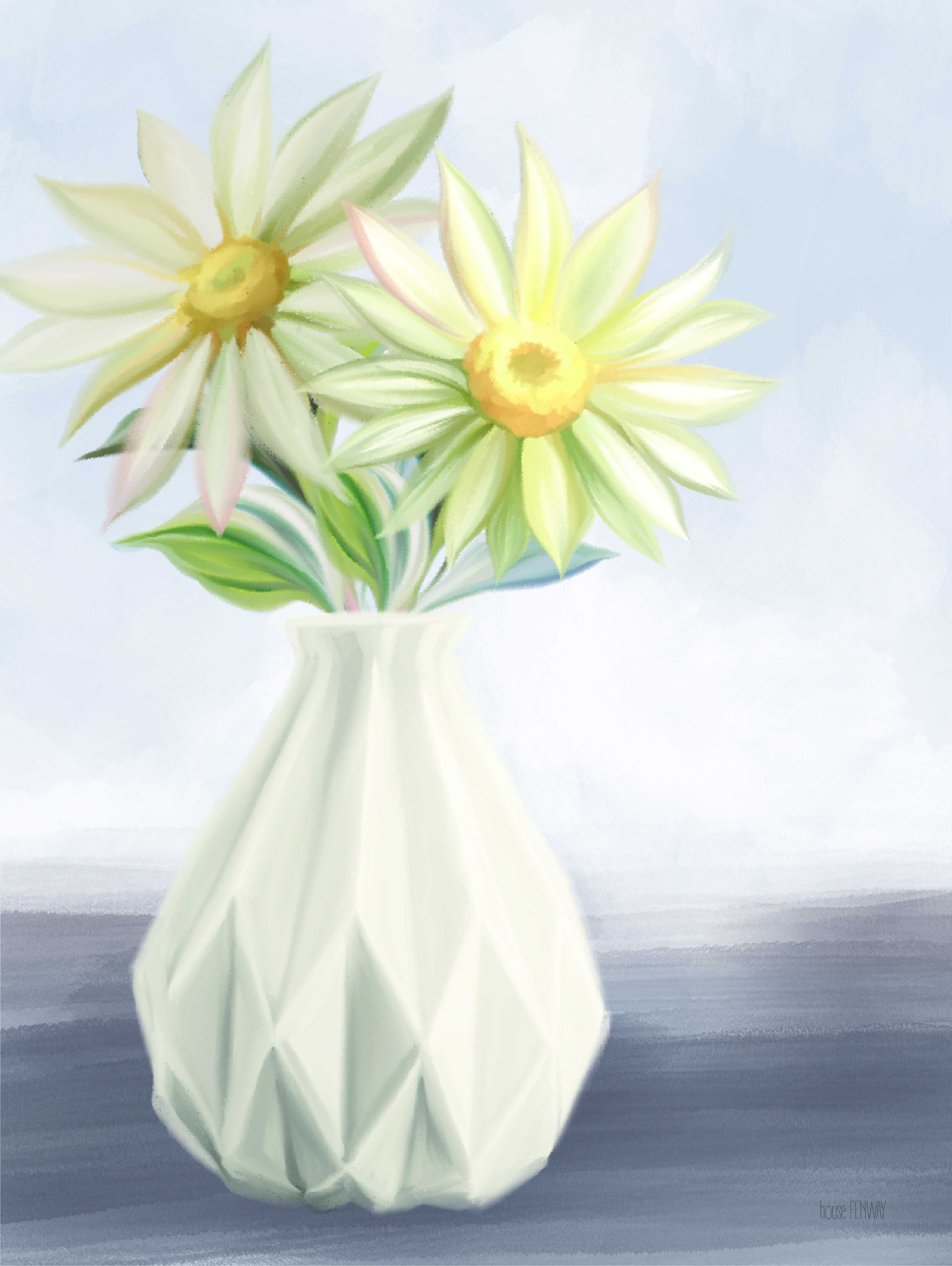 Winston Porter Sunny Floral Blues - Wrapped Canvas Print | Wayfair