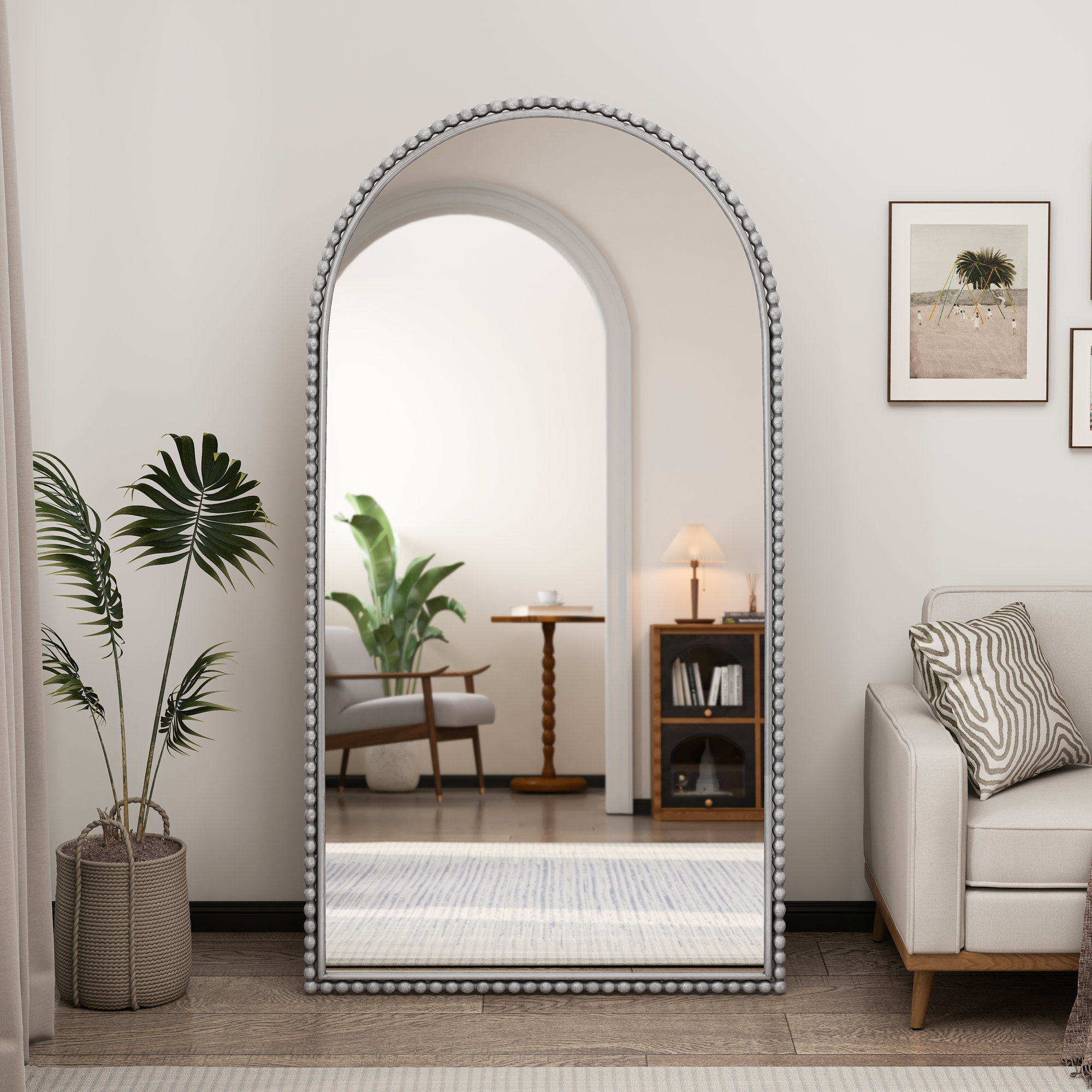Everly Quinn Arched Luxury Metal Framed Full Length Arch Mirror, Full ...