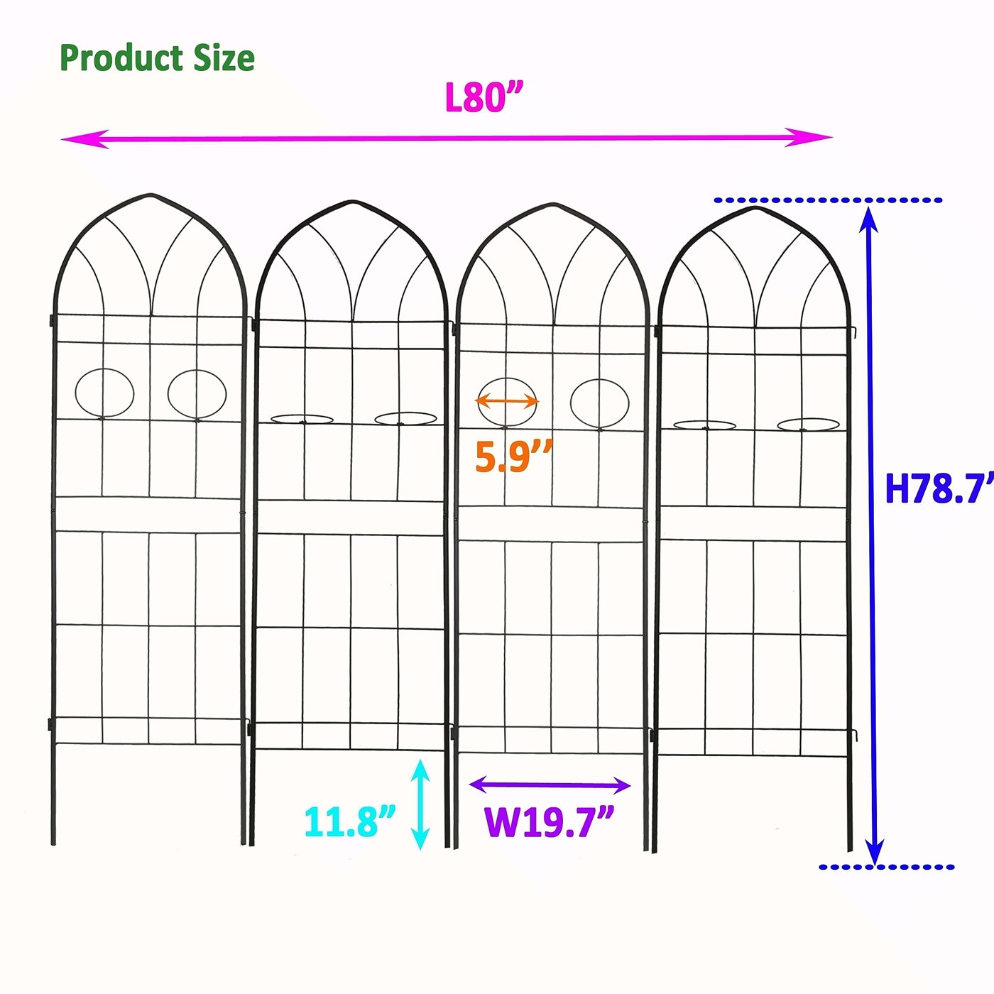 Latitude Run® 4 Pack Metal Garden Trellis 78.7" X 19.7" Rustproof ...