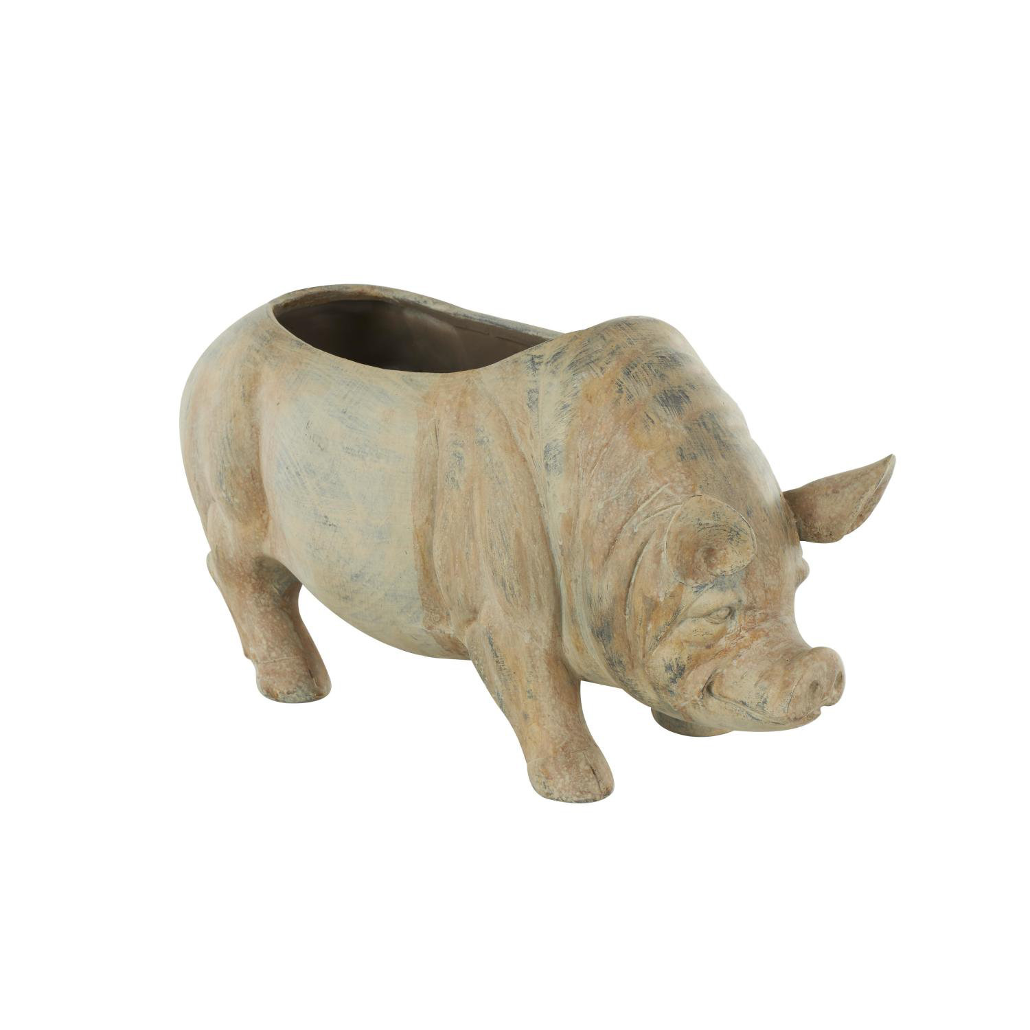 August Grove Cole And Gray 1 Piece Resin Pig Planter With Distressed ...