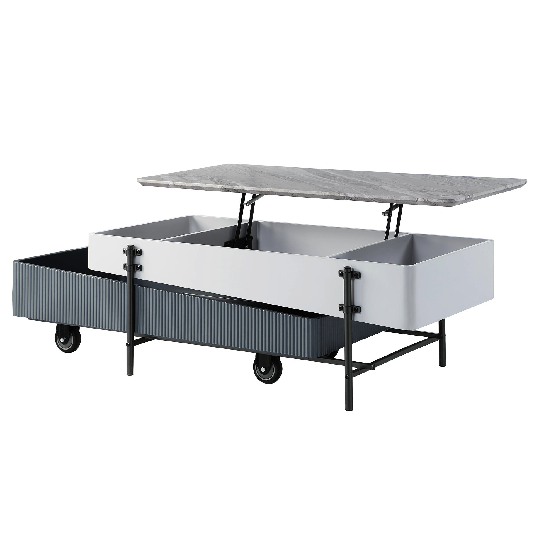 Hokku Designs Grey And White Rectangular Lift Top Coffee Table With ...