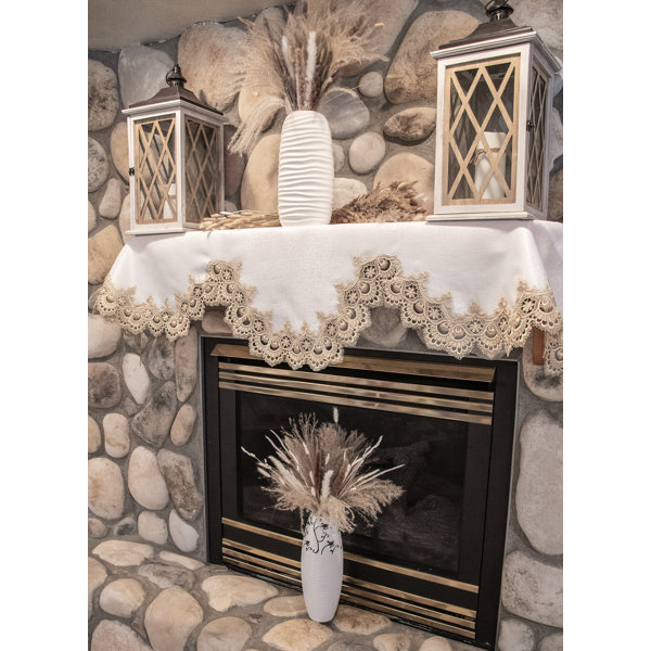 House of Hampton® Elmwood Gold Lace Mantel Scarf (19" x 90") | Wayfair