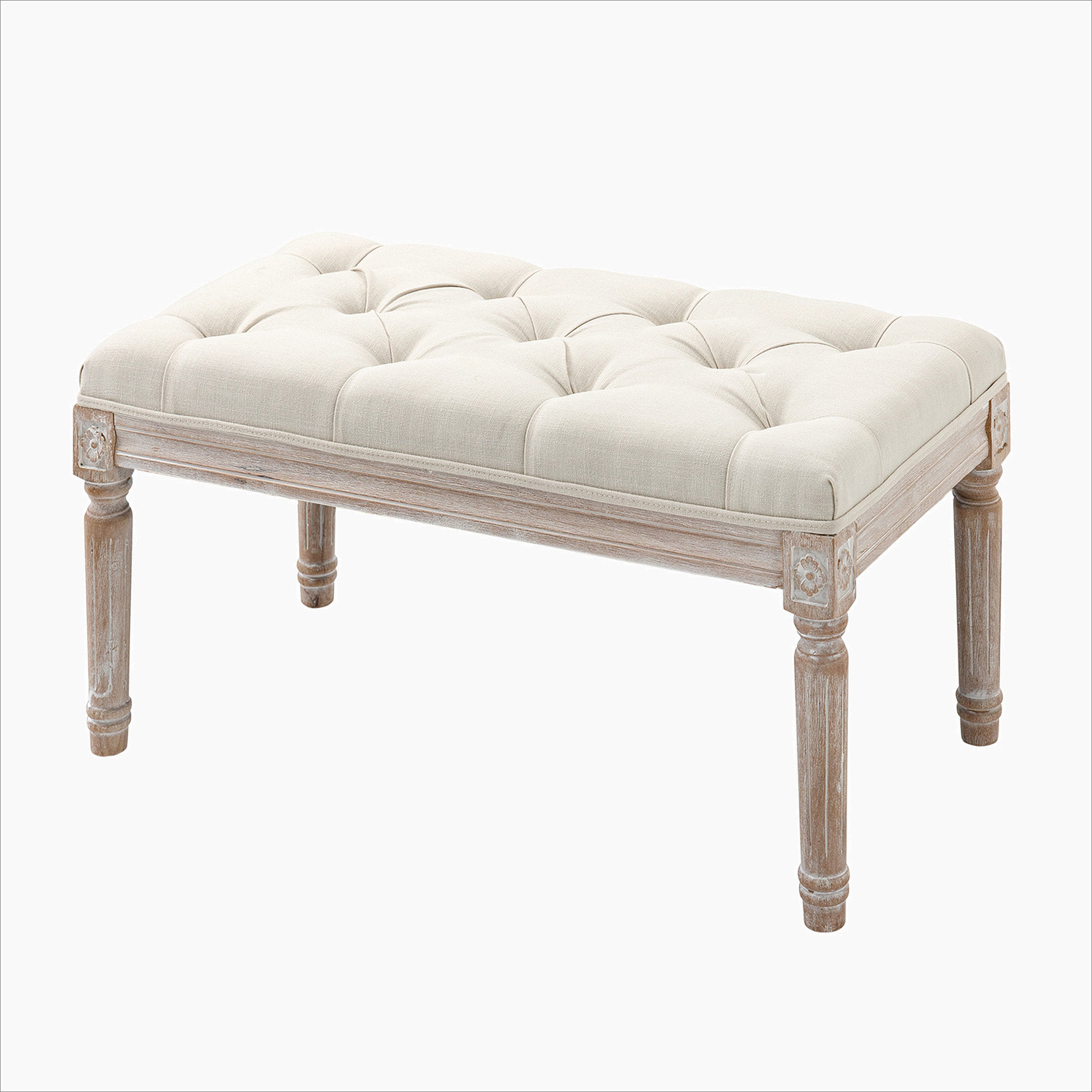 Ophelia & Co. 32" Vintage Ottoman, Tufted Foot Stool with Upholstered ...