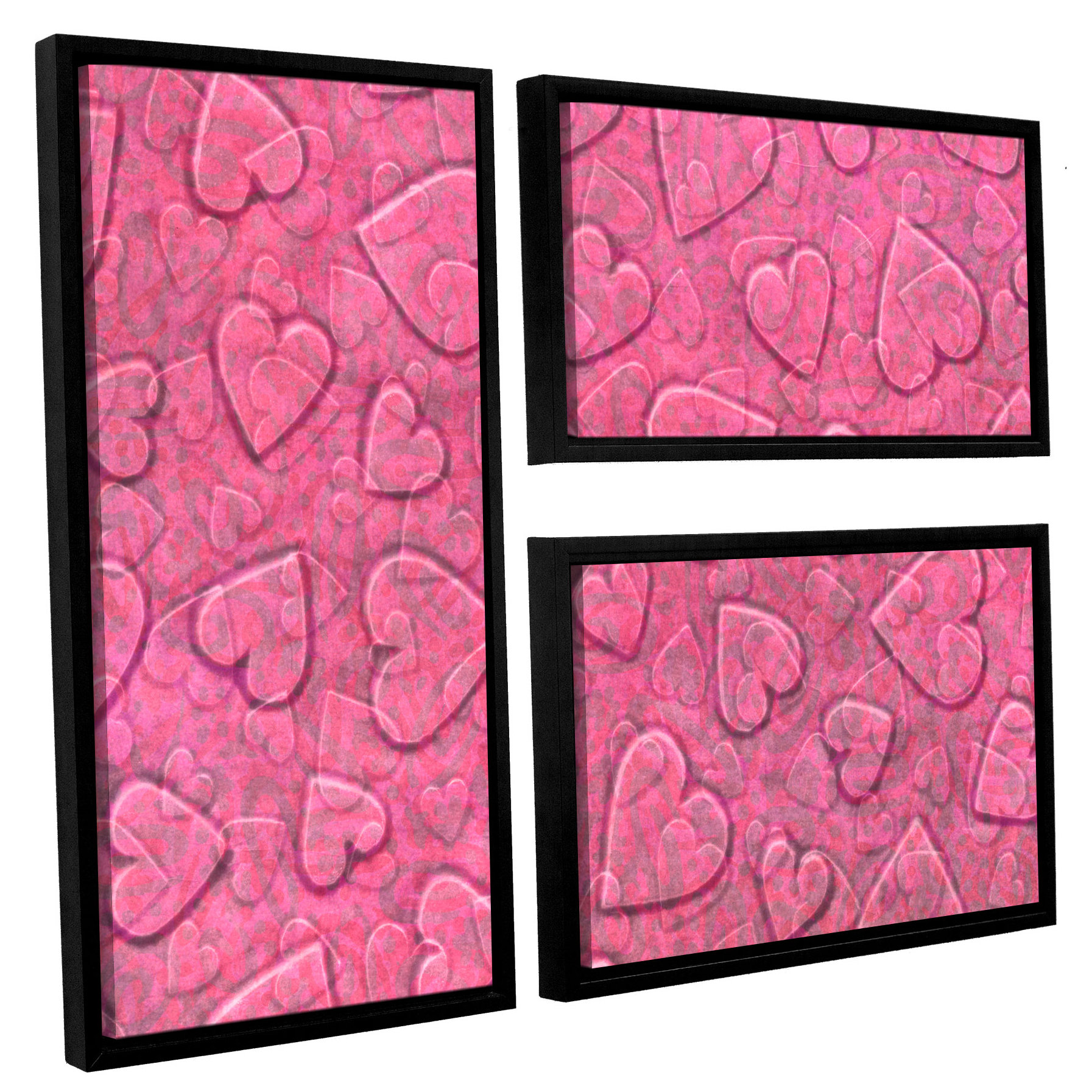 Zoomie Kids Large Heart Mixed Pattern - 3 Piece Graphic Art Set on ...