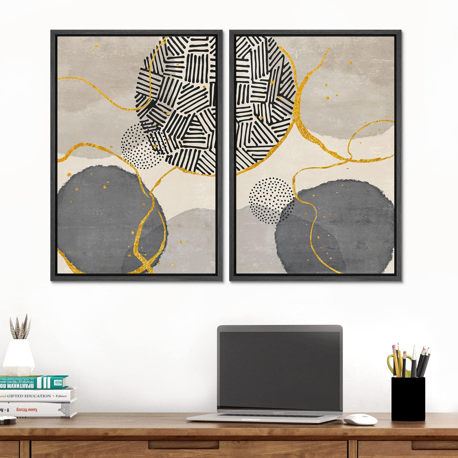 wall26 Mid-Century Nordic Ring Circle Collage Abstract Shapes Modern ...