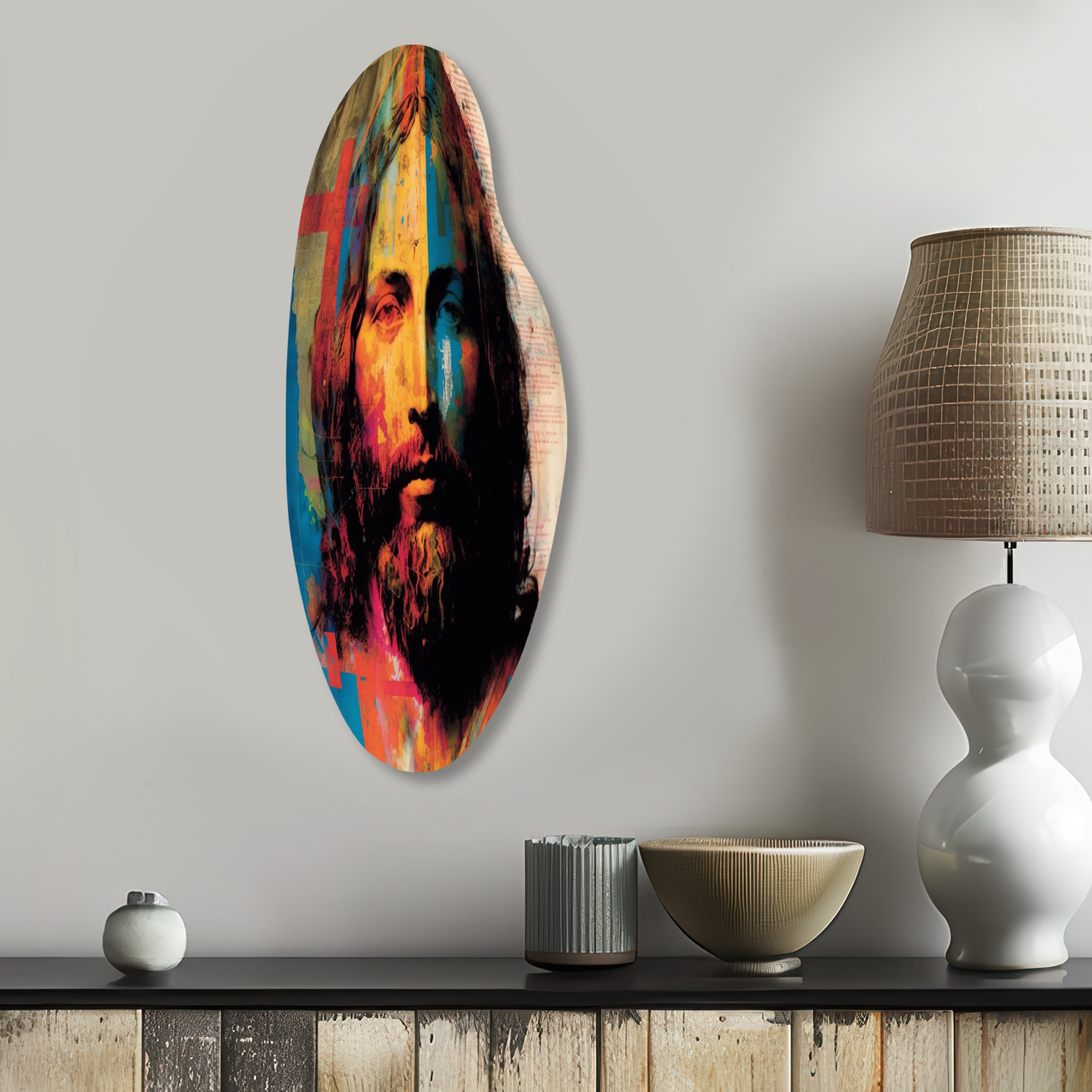 Alcott Hill Pop Art Jesus Portrait III - Religious Portrait Curved ...