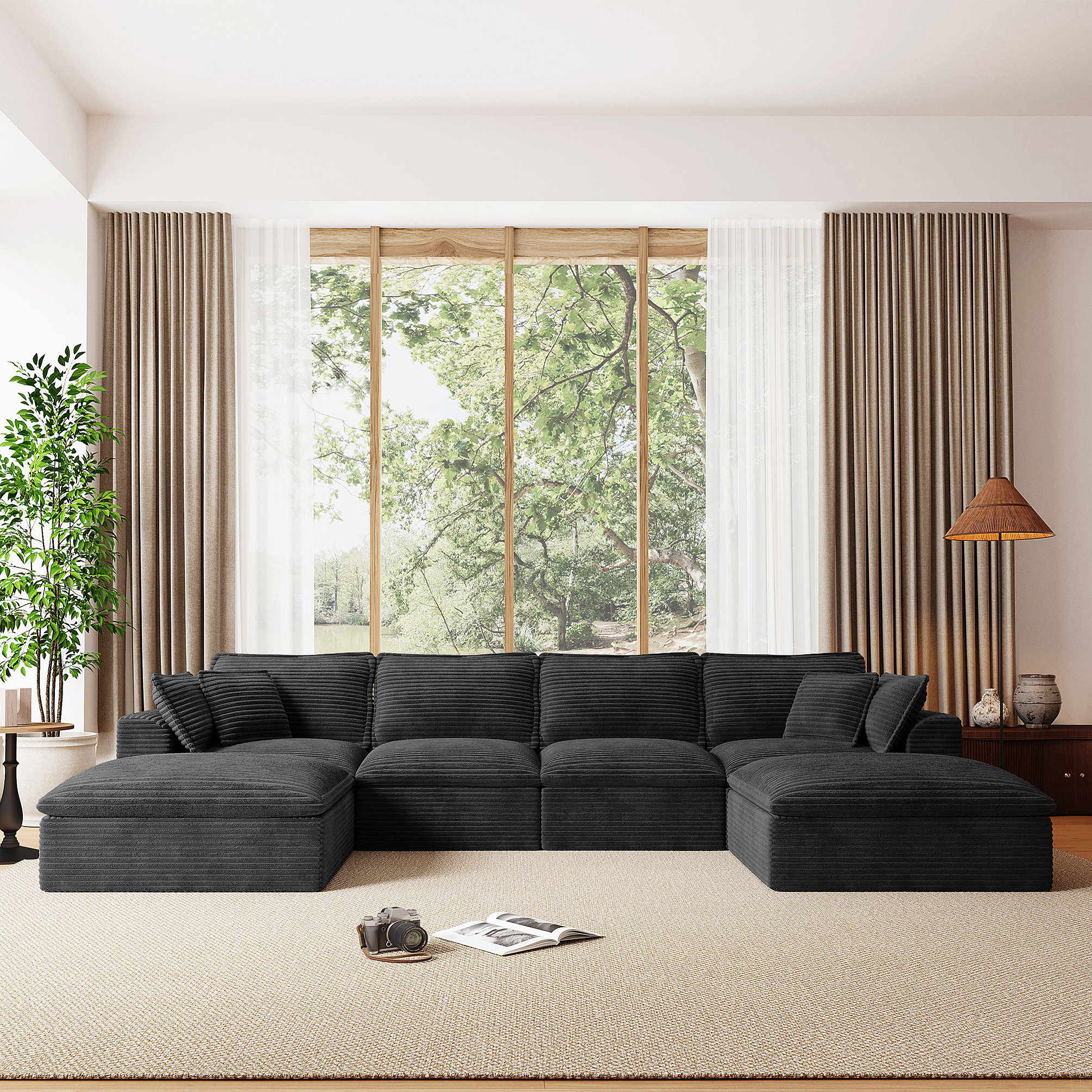 Hokku Designs Compressed Modular Sectional Sofa, U Shape With Ottomans ...