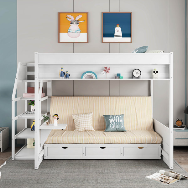 Harriet Bee Hastyar Kids Full Over Full Convertible Bunk Bed with ...