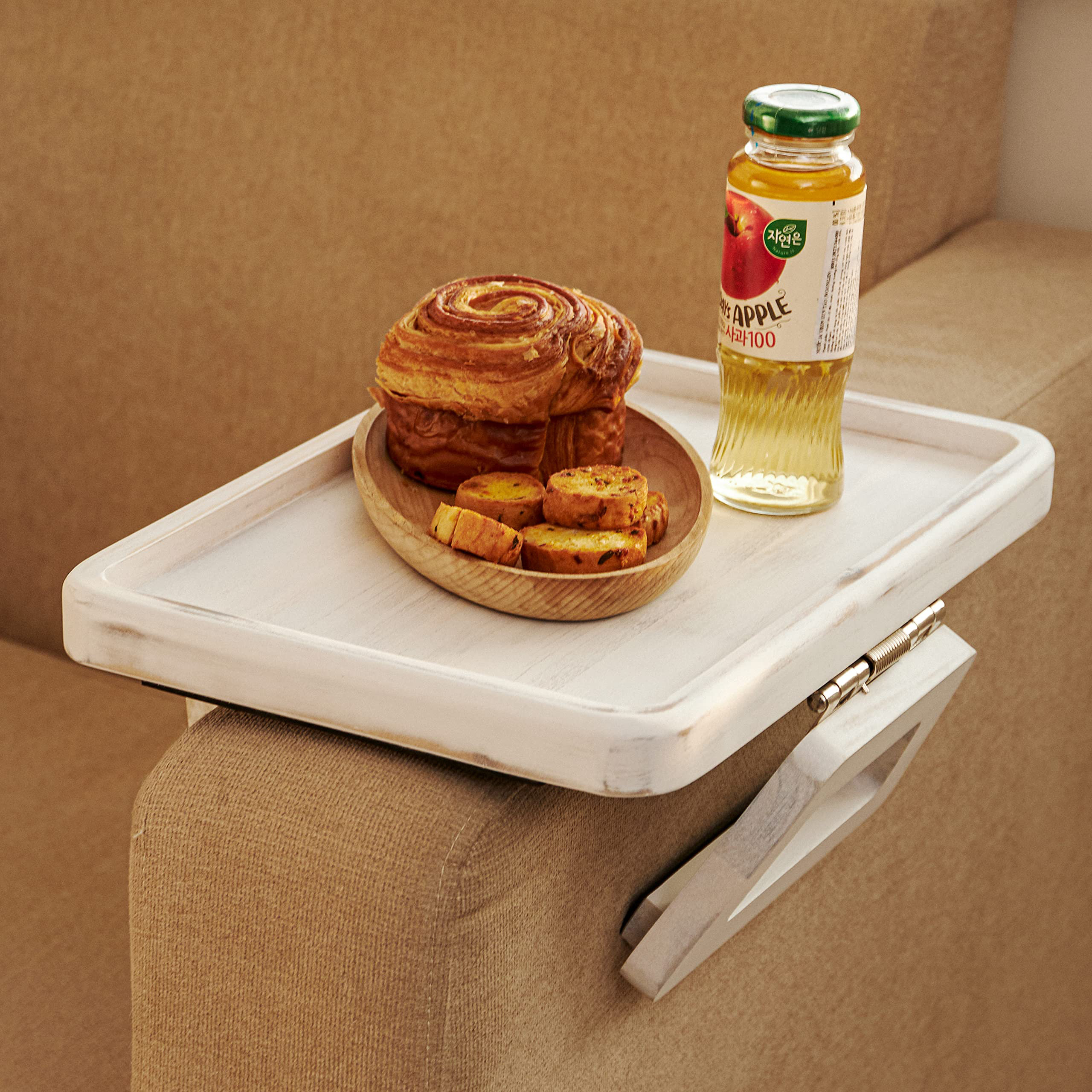 Rebrilliant Acacia Wood Sofa Armrest Tray,Sofa Arm Tray Table Clip ...