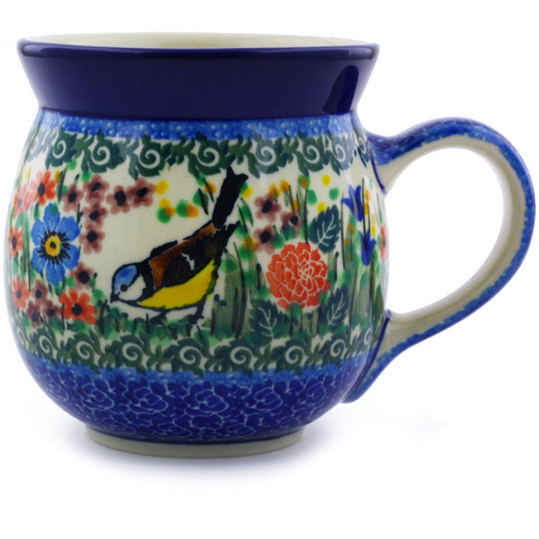 Polmedia Polish Pottery 16 Oz Stoneware Bubble Mug - Robbin's Meadow ...
