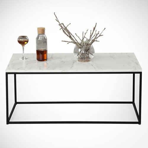 Latitude Run® Cosco Frame Rectangle Coffee Table White Marble & Reviews ...
