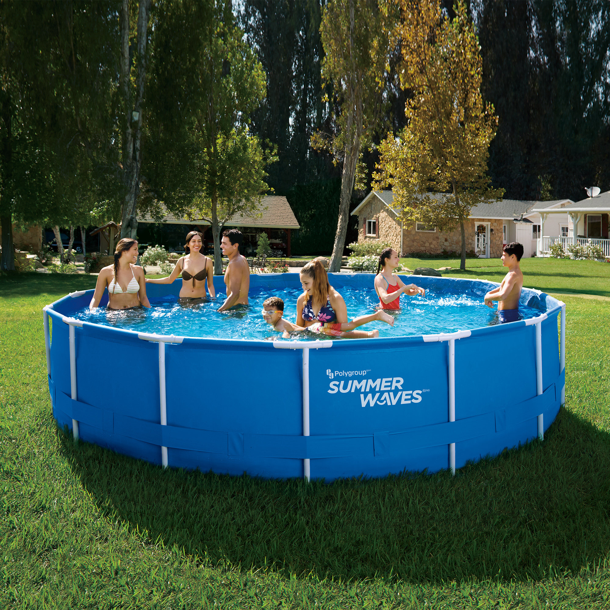 Summer Waves 15 Feet x 33 Inches Metal Frame Above Ground Pool Set with ...