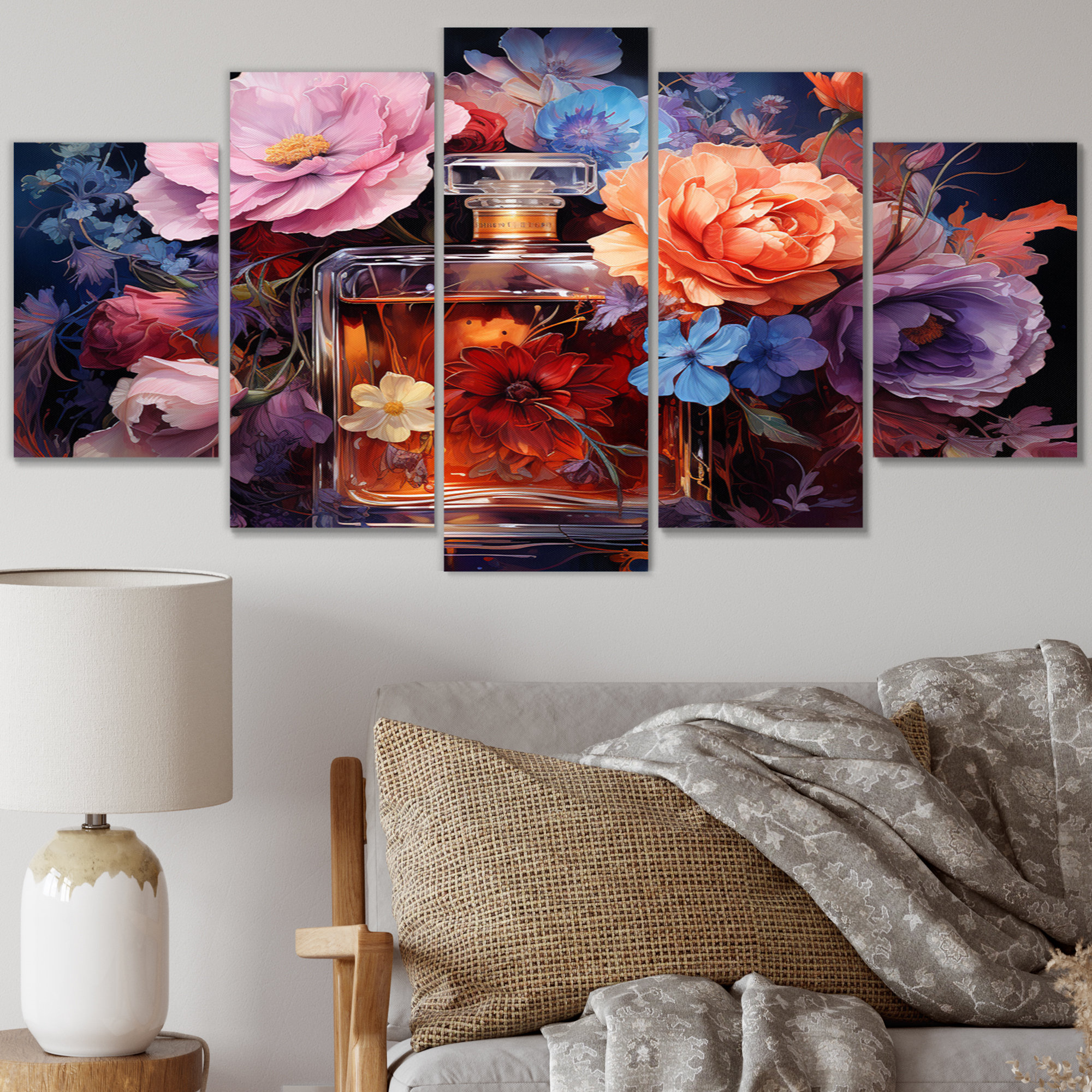 Design Art Floral Perfume Vibrant Elegance I - Fashion Metal Wall Decor Set | Wayfair