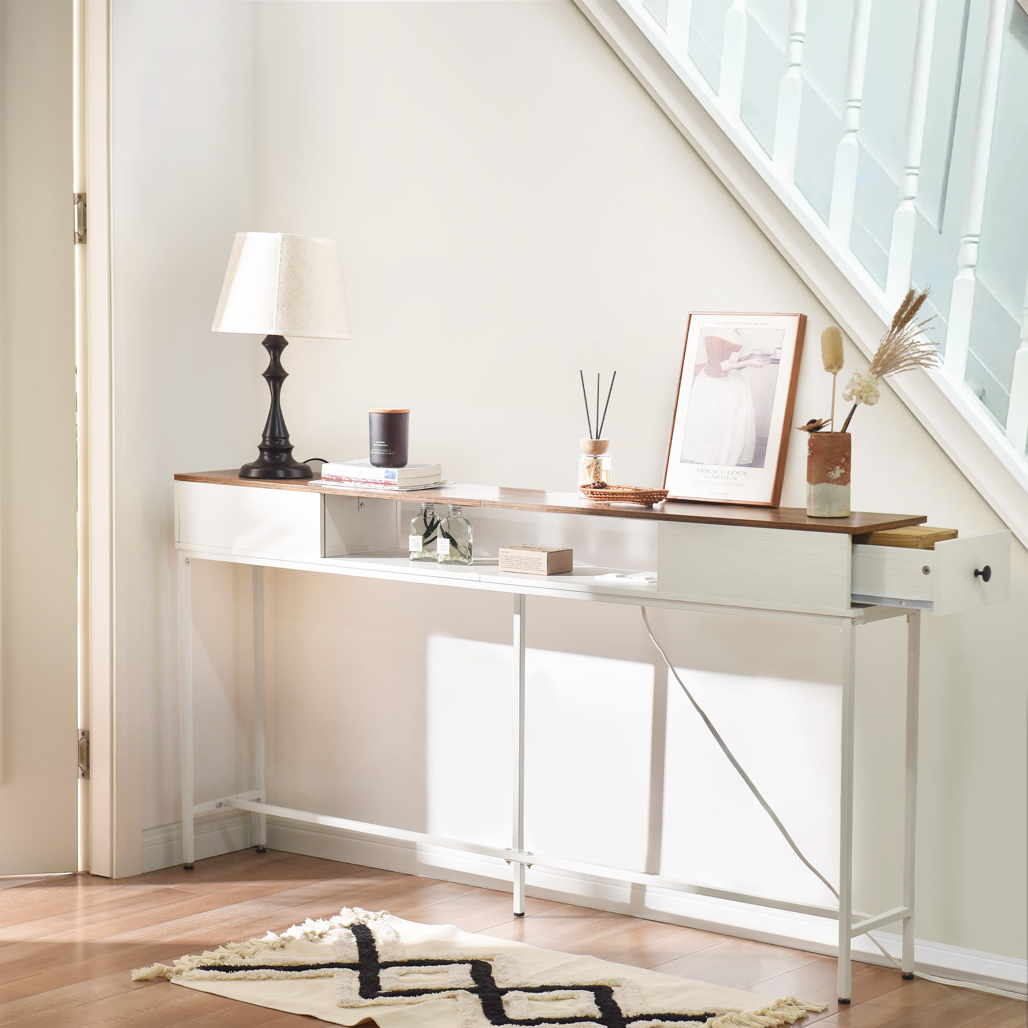 Ebern Designs Petracca 63" Storage Console Table with Drawers & Reviews ...