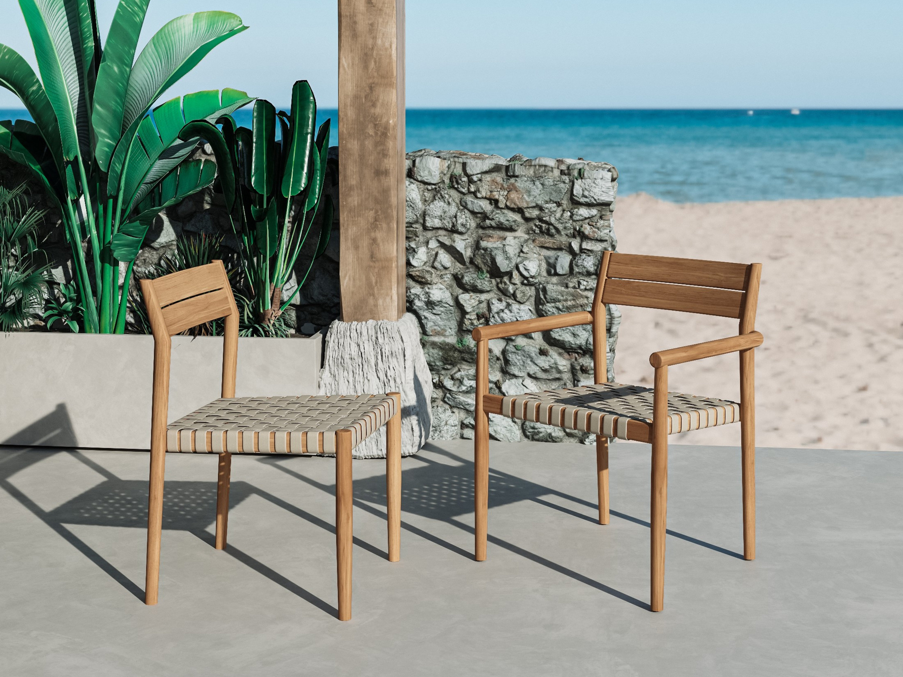 HiTeak Furniture Siena Teak Outdoor Woven Stacking Chair (Set of 2 ...