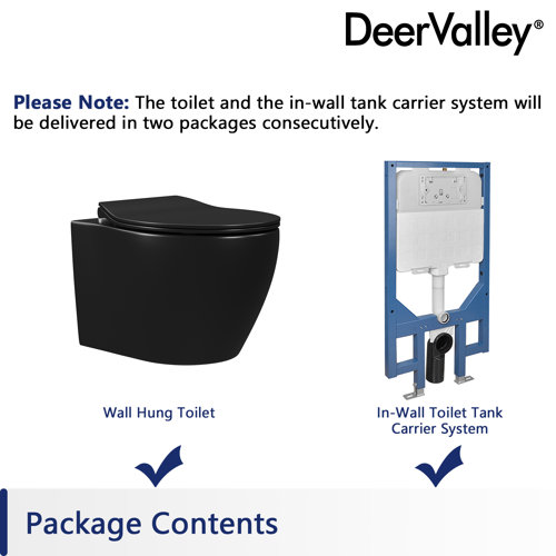 DeerValley 2-Piece Toilet Elongated Dual-Flush Wall Mounted Toilet With ...