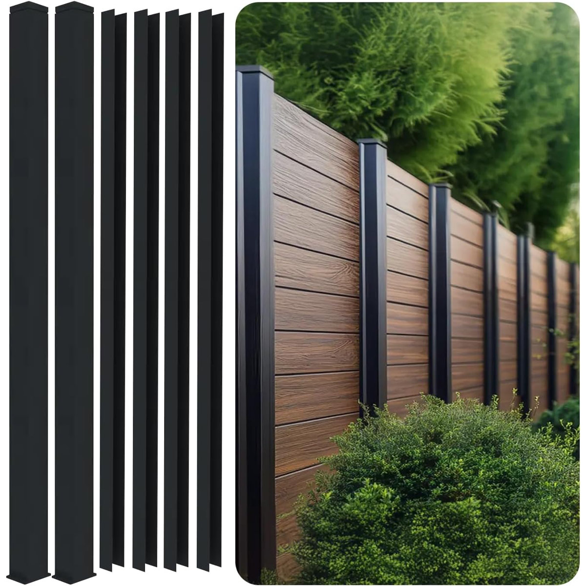 CR Home 6ft Wood Fence Kit, 2 Metal End Posts With 4 Channels, Heavy ...