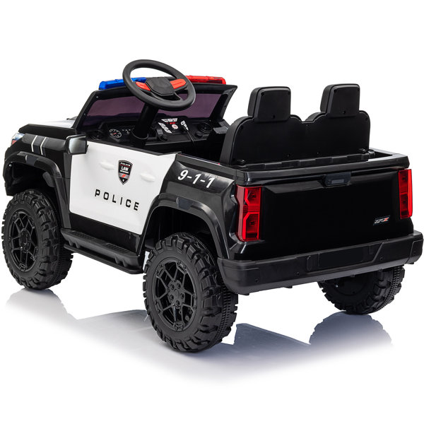 Hikiddo 12V Police Car Ride on Toy, 2 Seater Ride on Electric Car for ...