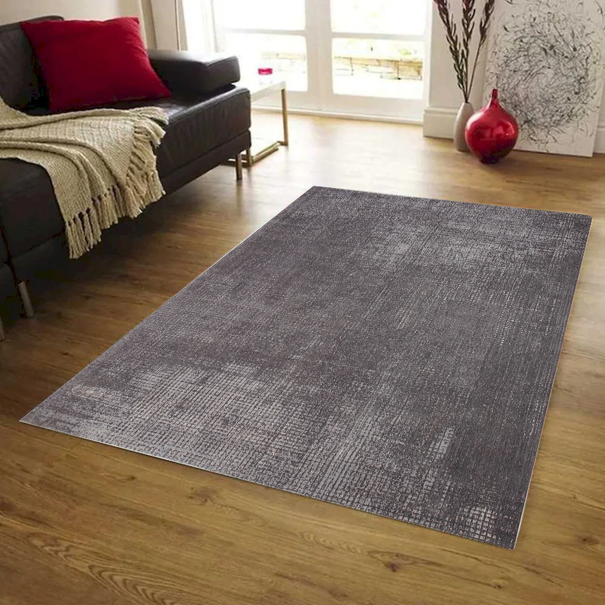 17 Stories Wanderlust Dark And Light Grey Woven Cotton/Chenille Rug ...
