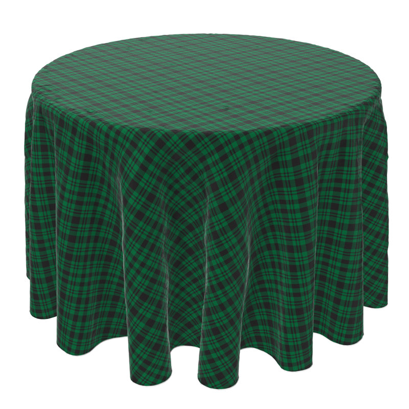 The Holiday Aisle® Round Plaid Cotton Twill Tablecloth | Wayfair