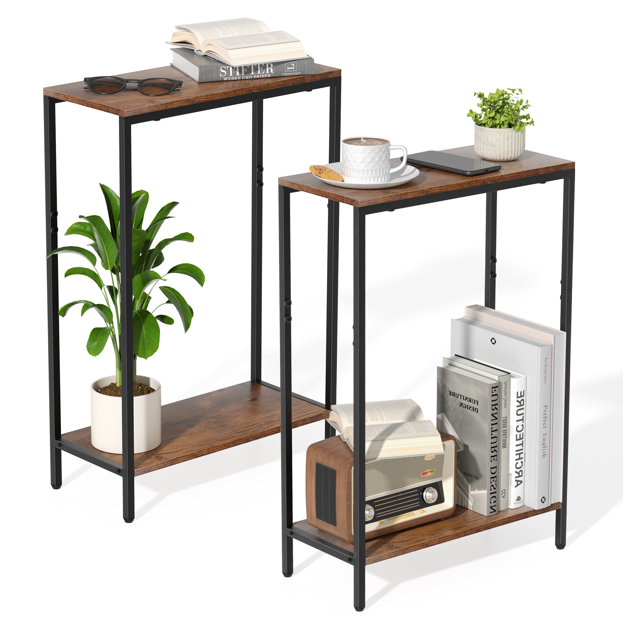 17 Stories Small End Table,2-layer Storage Shelves For Small Spaces ...