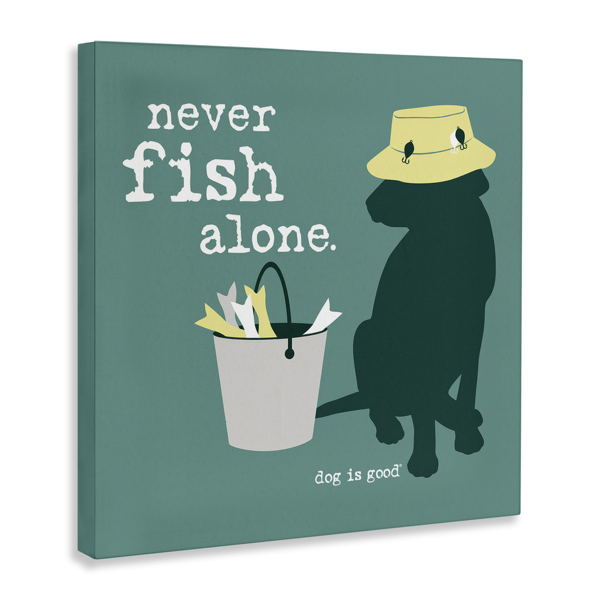 Trinx Never Fish Alone Dog Canvas Wall Art by Dog Is Good | Wayfair