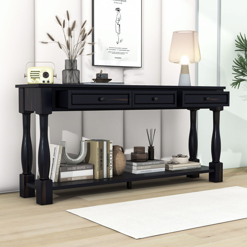 Alcott Hill® Deryck Wooden Console Table with Storage Drawers and ...