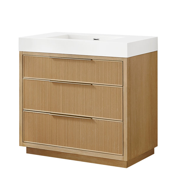 Latitude Run® Grunwald 36" Single Bath Vanity in Washed Ash Grey with ...