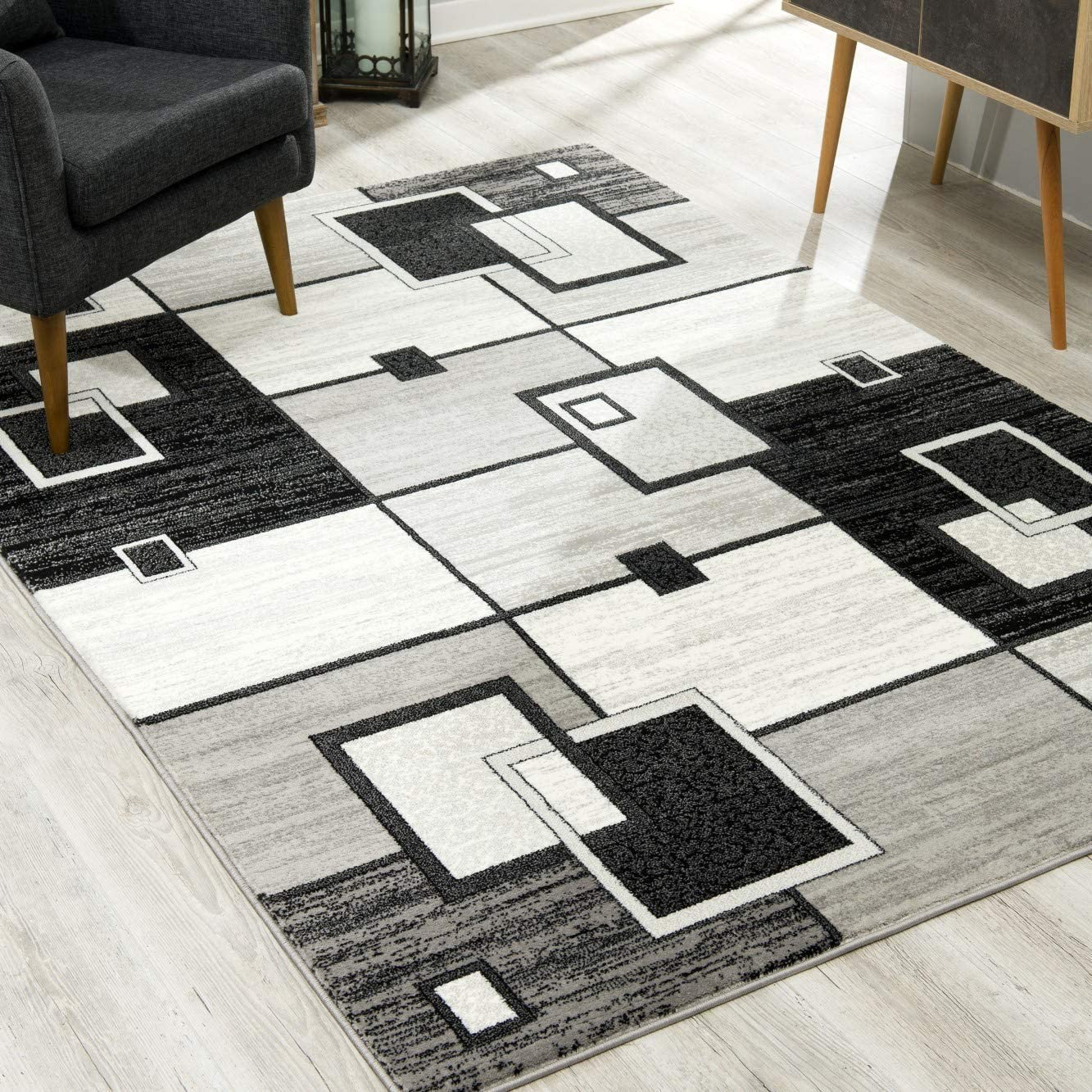 Corrigan Studio® Gray Asymmetric Blocks Rug | Wayfair