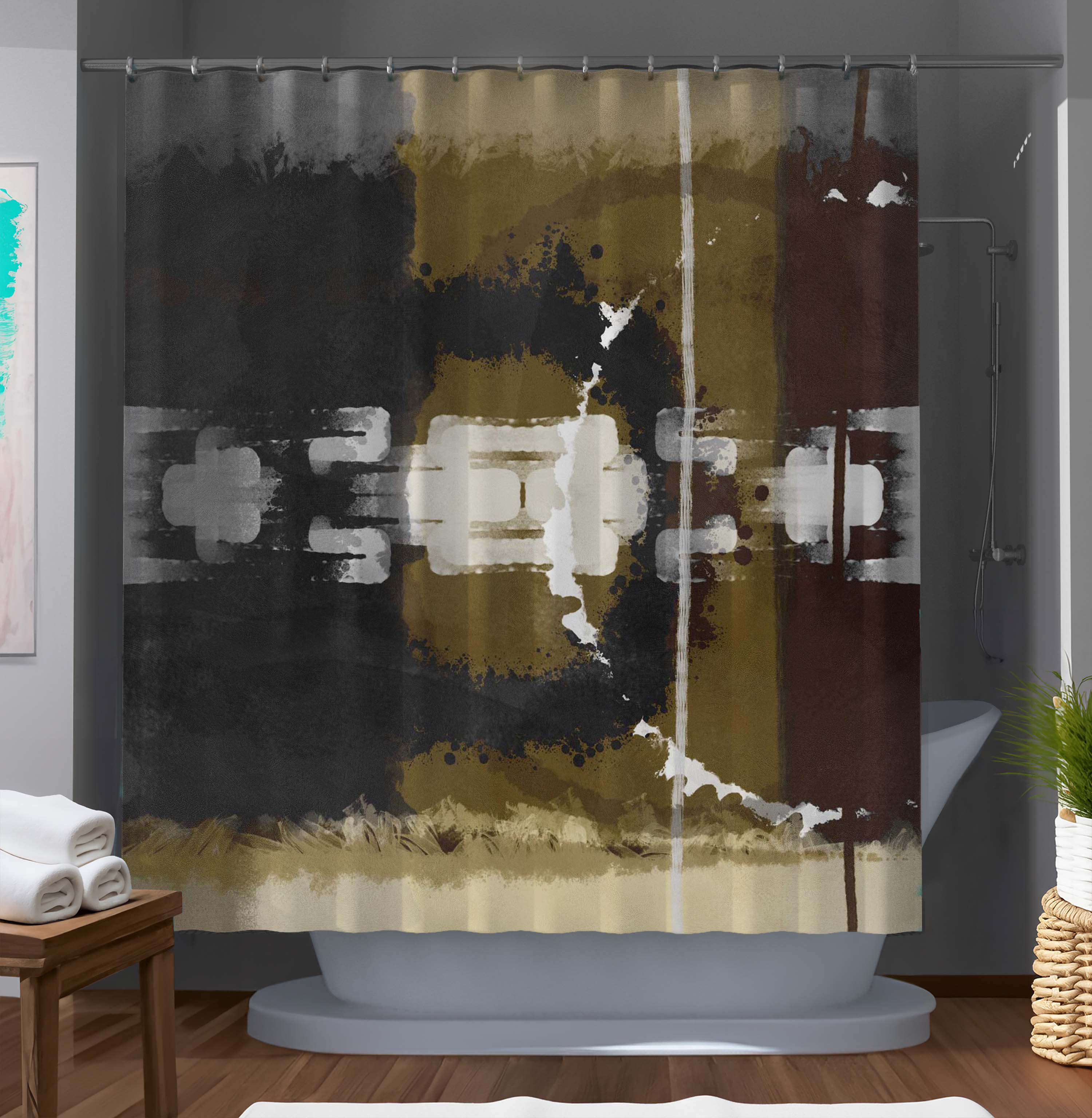 LeRoi Products Golden Skilful Designer Shower Curtain - Wayfair Canada